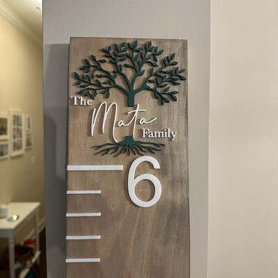 Personalized Family & Kids Growth Chart Large Ruler 3d Nursery Decor ...