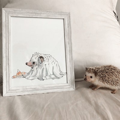 Spooky Ghost Hedgehog Print - Etsy
