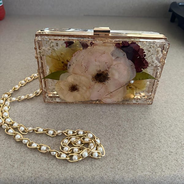 Resin Clutch Purse With Real Dried Flowers— Ready to Ship! - Etsy