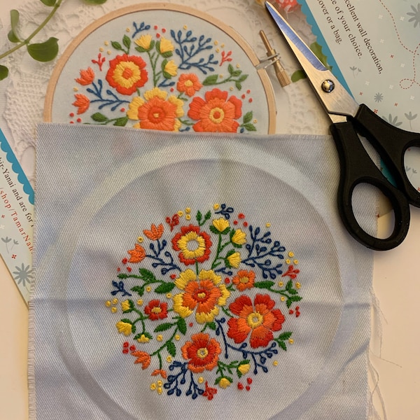Colorful Flowers - Hand Embroidery Kit, Embroidery Pattern, Embroidery ...
