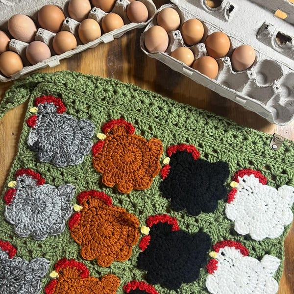 Nesting Hens Egg Gathering Apron, Crochet Pattern, No Sew, Egg Apron ...