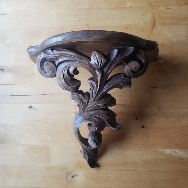 Vintage Shelf, Unique Hand Carved Wall Shelf, Carved Wooden Shelf for ...
