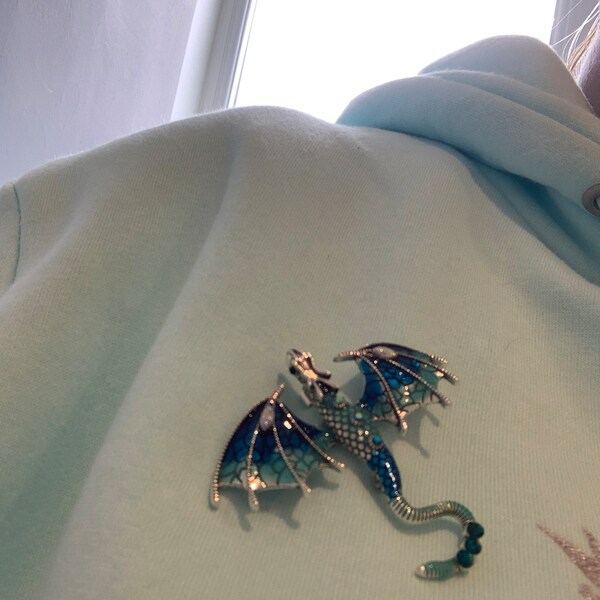 Blue Spiral Cog Dragon Brooch Pin - Etsy