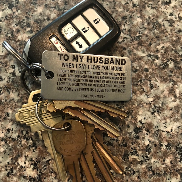 TO MY HUSBAND - Keychain- Customize Your Design - Handwriting Option ...