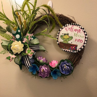 Welcome to My Pad Frog Sign , Summer Sign, Spring Wreath Attachment ...