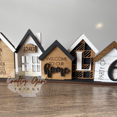 Family Home Standing Houses Centerpiece File SVG, Mantle Decor ...