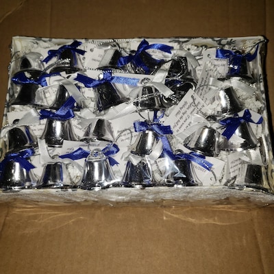 100 Bell Wedding Favors With Bows and Poem Card, Kissing Bells, Bells ...