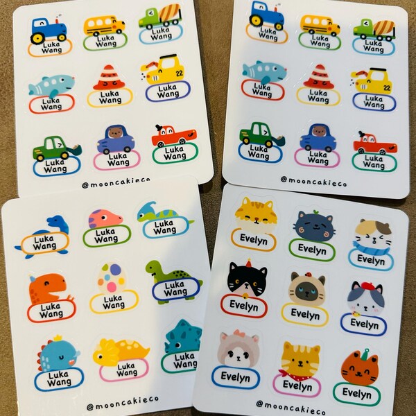 Bunny Themed Custom Kids Name Label | Cute Rabbit Sticker Set | Kids ...