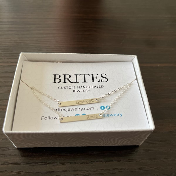 Skinny MINI Bar Necklace, Personalized Gold Bar, Customized Gold Bar ...