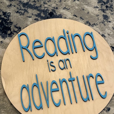 3D Reading Sign Book Adventure Book Lover Sign Home Library Reading ...
