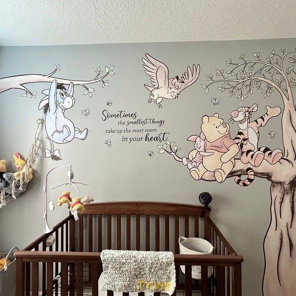 Winnie the Pooh and Friends on Tree With Quote Nursery Wall Decal ...