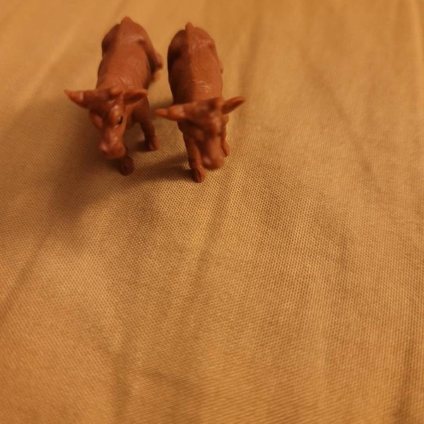 Tiny Brown Cow Figurine - Soft Plastic Animal for Fairy Garden, Diorama ...