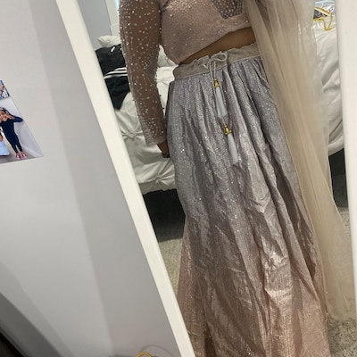 Printed Blue Georgette Lehenga Choli With Printed Embroidery - Etsy