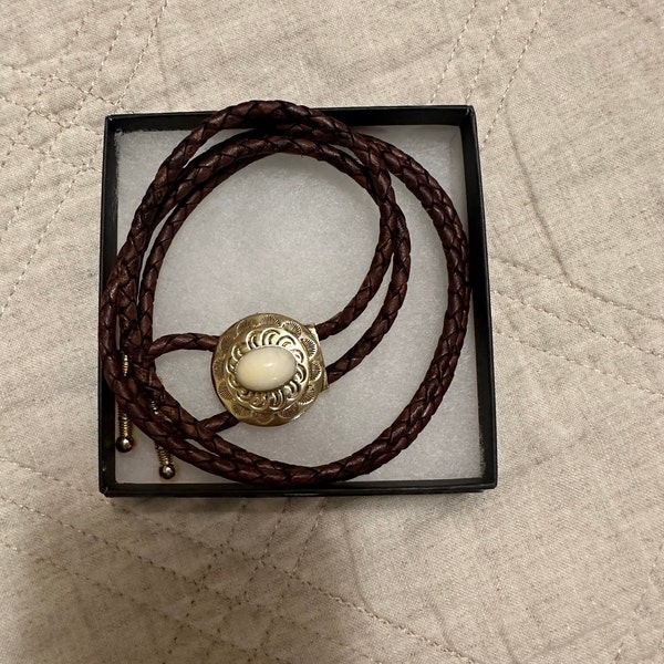 Wedding Bolo Ties Minimalist Leather Pendant Necklace Polished Brass ...