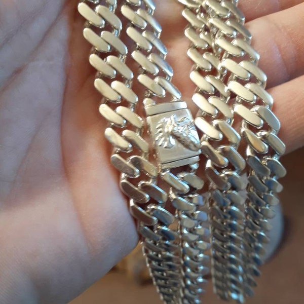10mm Handcrafted Solid 925 Sterling Silver Cuban Link Chain — Handmade ...