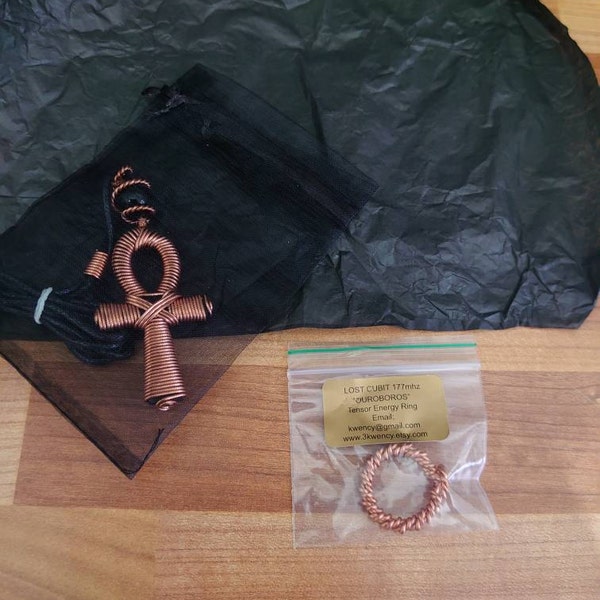 Copper Coiled Ankh, Obsidian Bead Pendant - Etsy