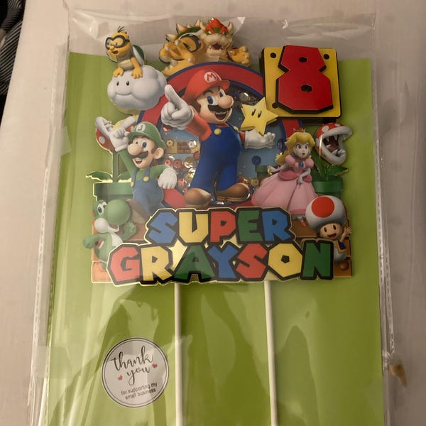 Super Mario Cake Topper, Mario Cake Topper Shaker With LED Lights ...
