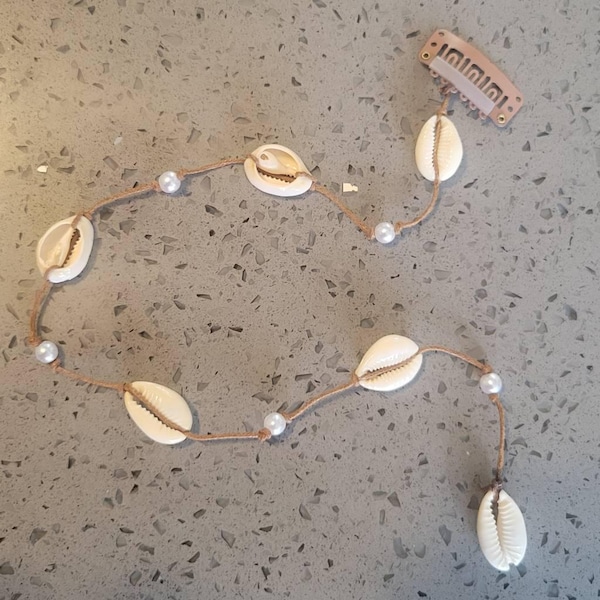 Clip-on Mermaid Hair Extension | Handmade W Beads & Cowrie Shell | Hair ...