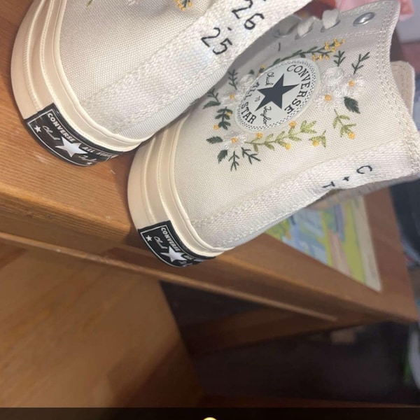 Custom Embroidered Wedding Converse, White Flowers Embroidered Sneakers ...