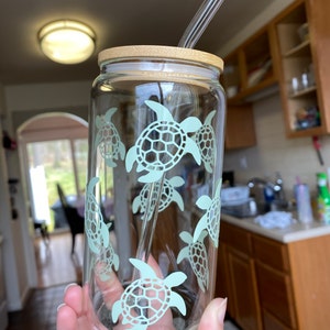 Tropical Sea Turtle Glass Tumbler Beer Can Glass Sea Turtle Can Glass ...