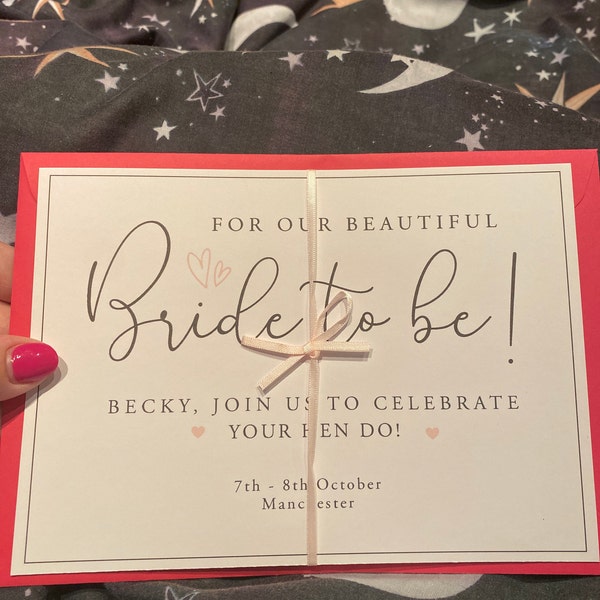 Personalised Bride Hen Do Invite. Bride to Be | Hen Party Invitation ...