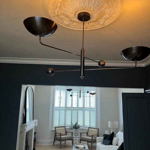 Aldorno Pendant Light | Pendant Double Shade Light | 2 Light Raw Brass ...