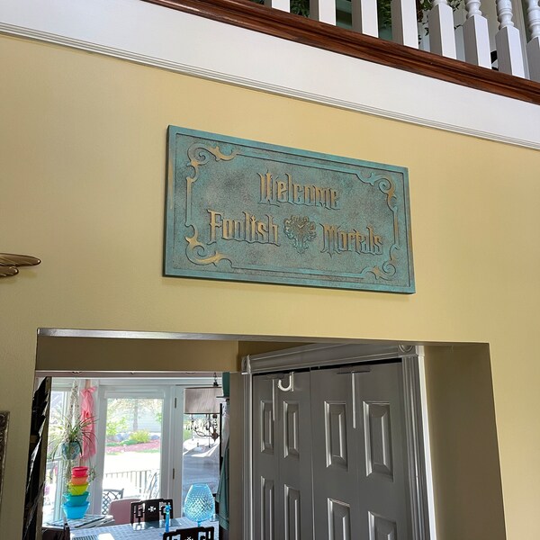 Disney the Haunted Mansion 'welcome Foolish Mortals' Carved Sign Bronze ...