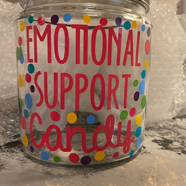 Personalized Glass Candy Jar for Emotional Support, Custom Chocolate ...