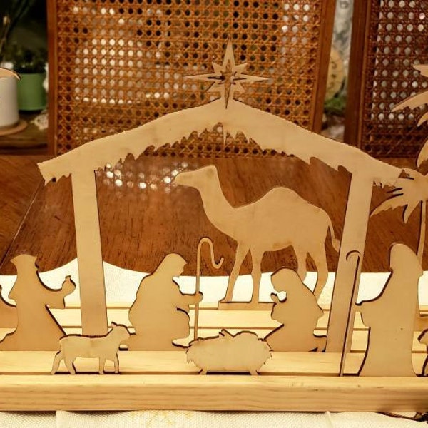 Wooden Nativity Display - Christian Art - Christmas Decor - Wooden ...