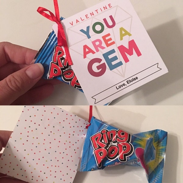 You Are a GEM Ring Pop Valentines Day Card Tags Instant Download ...