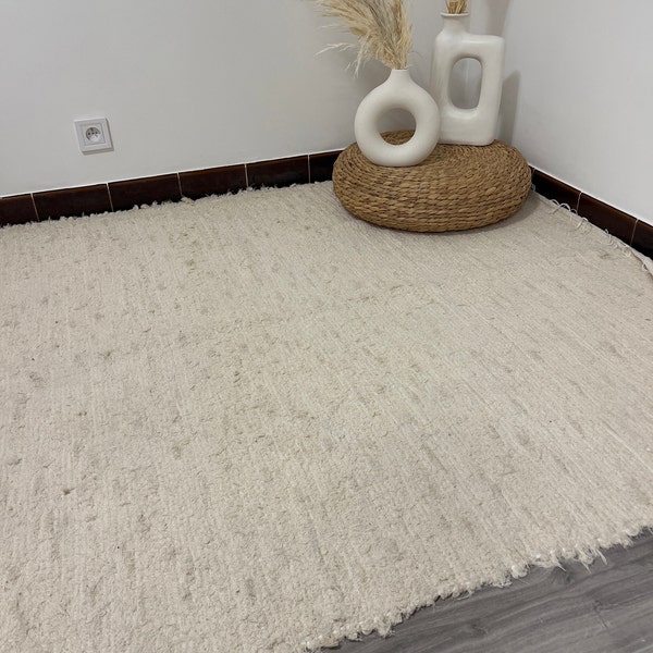 Large Cream Rug, Bedroom Rug, Cotton Rug, Living Room Rug, Bohemian ...