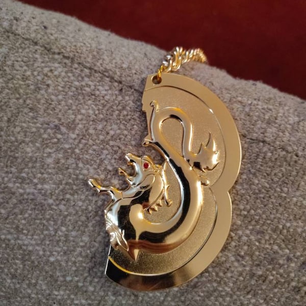Double Dragon Gold Medallion Cosplay Prop Metal Necklace - Etsy