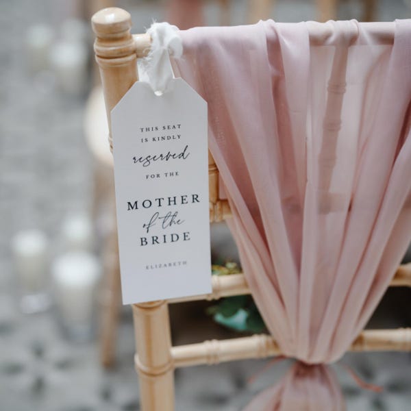 Personalised Reserved Seat Tag for Minimalist Wedding - Angelina - Etsy