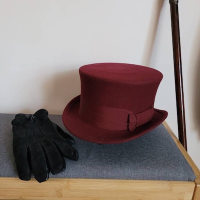 Women's Edwardian Top Hat Classic Low Crown Top Hat in Stylish Gray ...