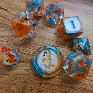 Set of 7 Polyhedral Sharp Edged Gaming Dice Shell Beach Sand Ocean ...