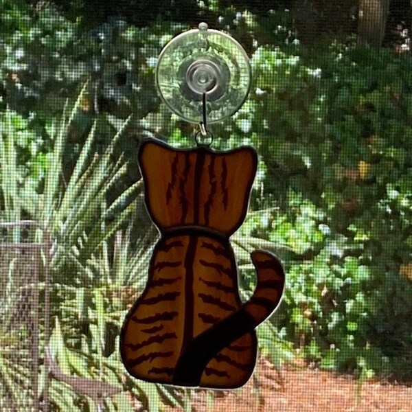 Handmade Stained Glass Cat Suncatcher - Etsy