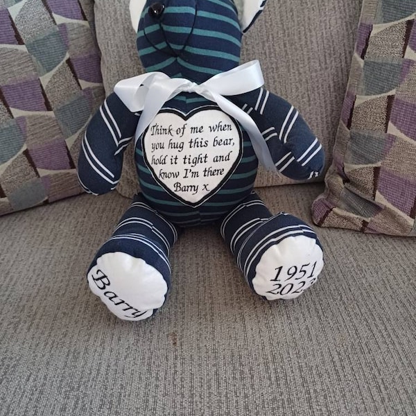 Memory Bear Handmade Personalised Keepsake Remembrance Bereavement Bear ...