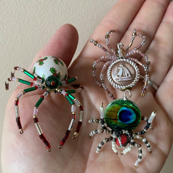 Brown Rustic Beaded Spider Christmas Tree Ornament Chinese Dragon Egg ...