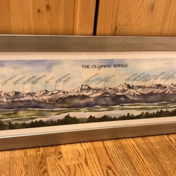 The Olympic Range Watercolor Illustration Peninsula Mountains Olympus ...