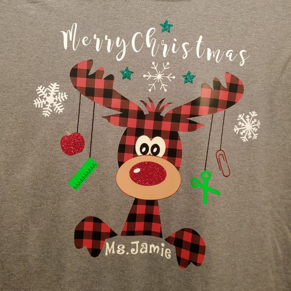 Christmas SVG, Buffalo Plaid Moose SVG, Teacher Christmas SVG, Teacher ...