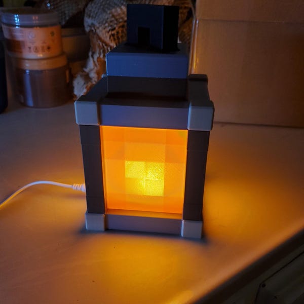 Pixelated Night Light Lantern Chargeable & Bigger - Night Lamp Birthday ...