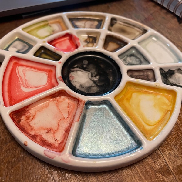 Large Ceramic Palette, Watercolor Kit, Watercolor Palette, Ceramic ...