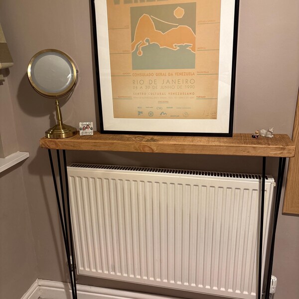 Hand-made Rustic Radiator Cover With Black Three Pin Hairpin Legs ...
