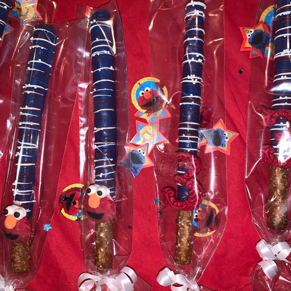 12 Elmo and Friends Inspired Chocolate Covered Pretzels - Etsy