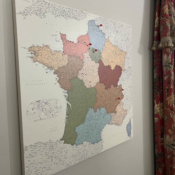 Push Pin France Map, Places You've Been Wall Art, France Pinboard to ...
