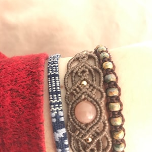 Macrame Boho Bracelet, Healing Gemstone Bracelet, Woven Bohemian ...