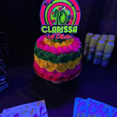 Glow in the Dark Cake Topper, Glow Birthday Party, Neon Birthday Party ...