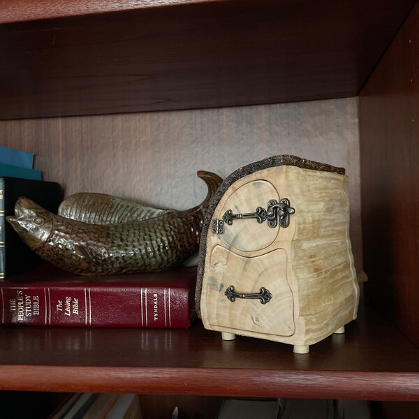 Rustic Log Box From Firewood With Bark, Fairy Drawer, Pear Wood ...