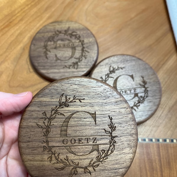 Custom Wooden Personalized Coasters Gift Set for Her | Engraved ...