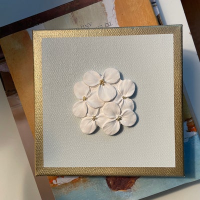 Botanical Intaglio Art on 5X7 or 6X6 Canvas, Plaster Medallions of ...